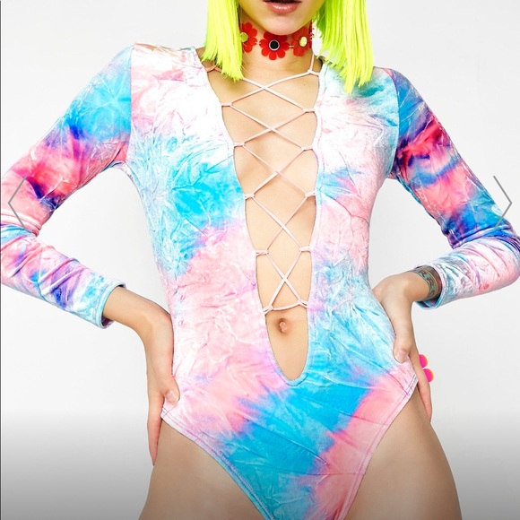 Dolls Kill | Tops | J Valentine Tie Dye Velvet Bodysuit Dolls Kill | Poshmark